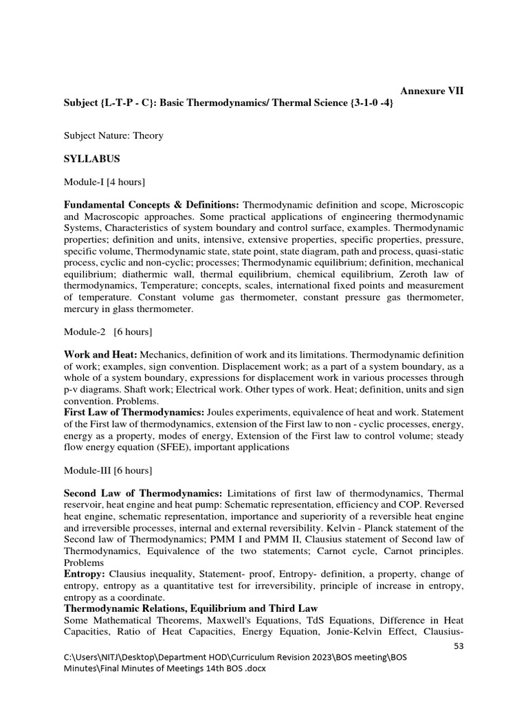 Syllabus | Download Free PDF | Heat | Thermodynamics