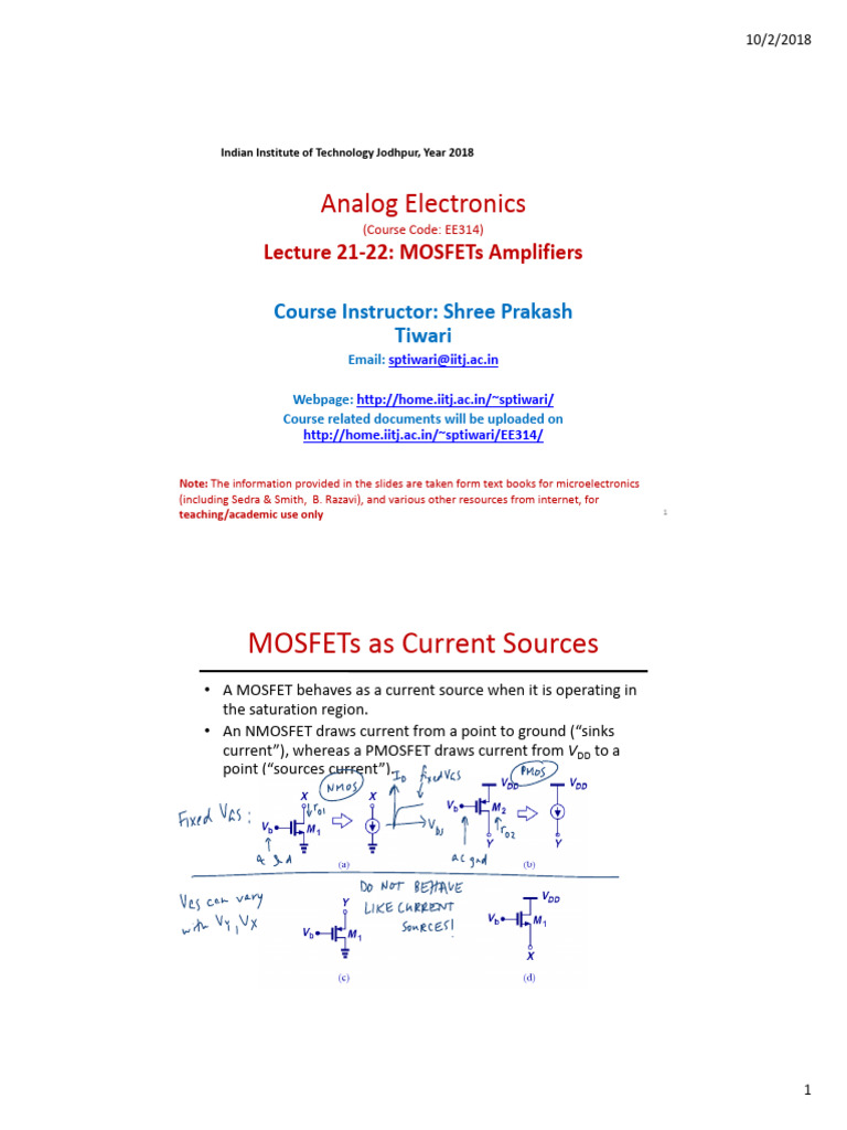 Lecture21 22 MOSFET Ampl | PDF | Mosfet | Amplifier