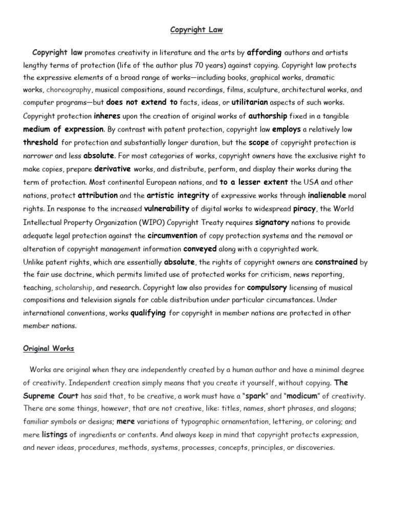 18 - Copyright Law+handout | Download Free PDF | Copyright | Civil Law ...