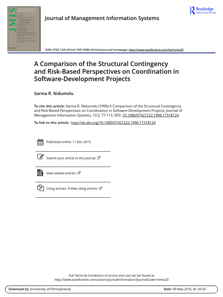 Coordination in Software-Development Projects | PDF | Risk | Software Development