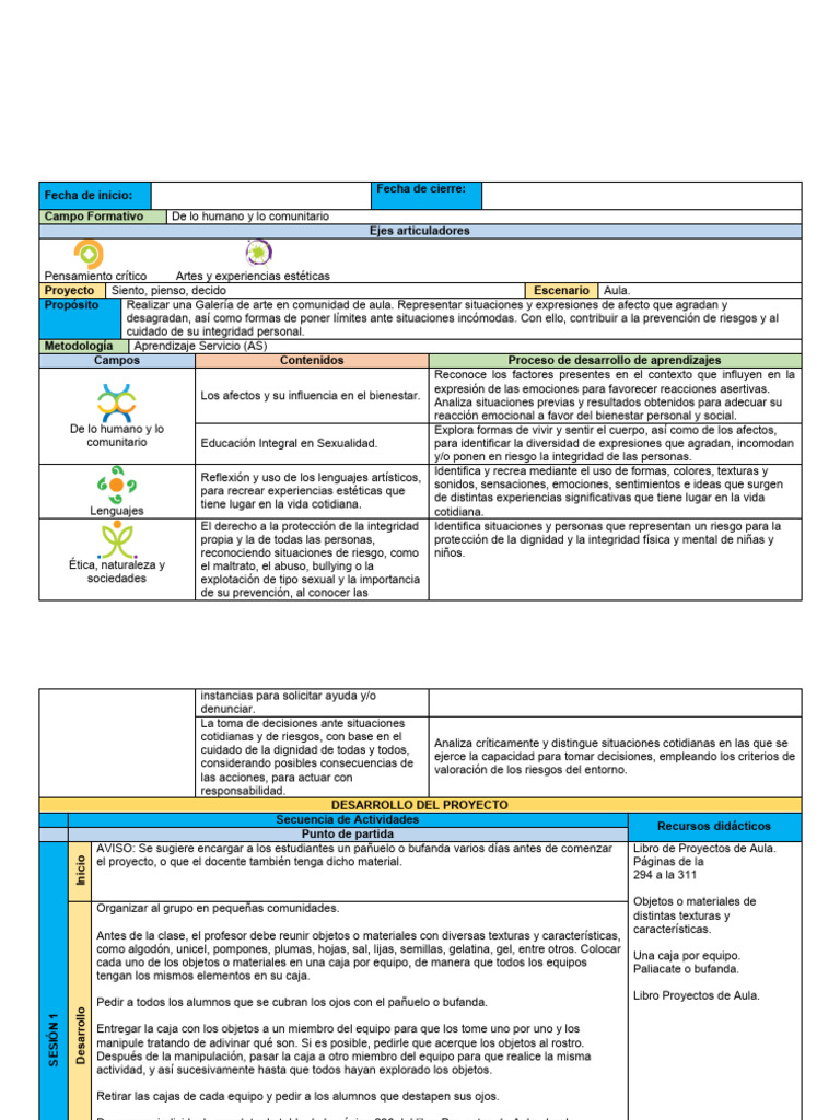 Planeación 3ergrado Proyecto Siento Pienso Decido | Descargar gratis PDF | Las emociones | Salón ...