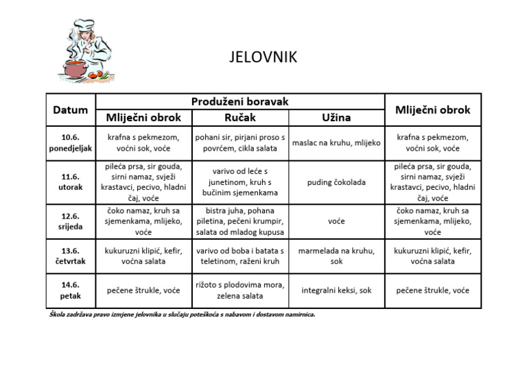 jelovnik 10.06- 14.06 | PDF