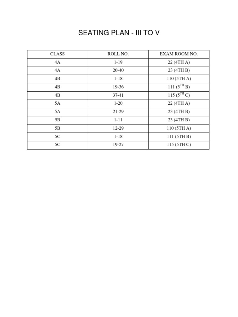 Seating Plan 2024 | PDF