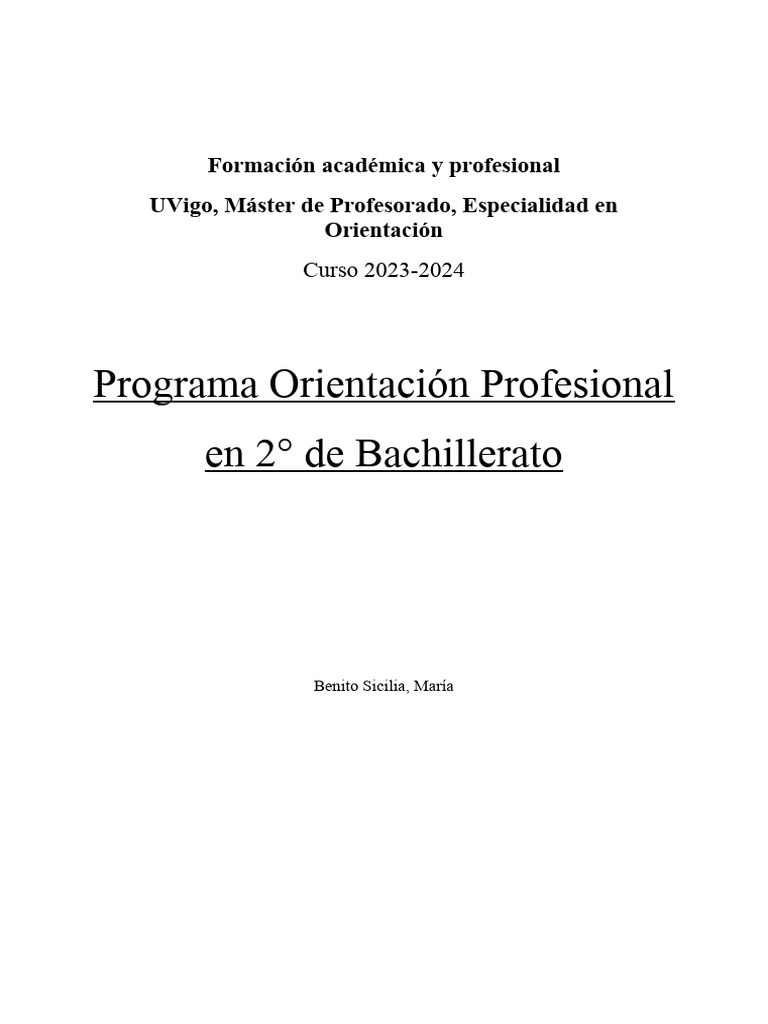 Programa or Profesional 2bach | PDF | Educación más alta | Maestros