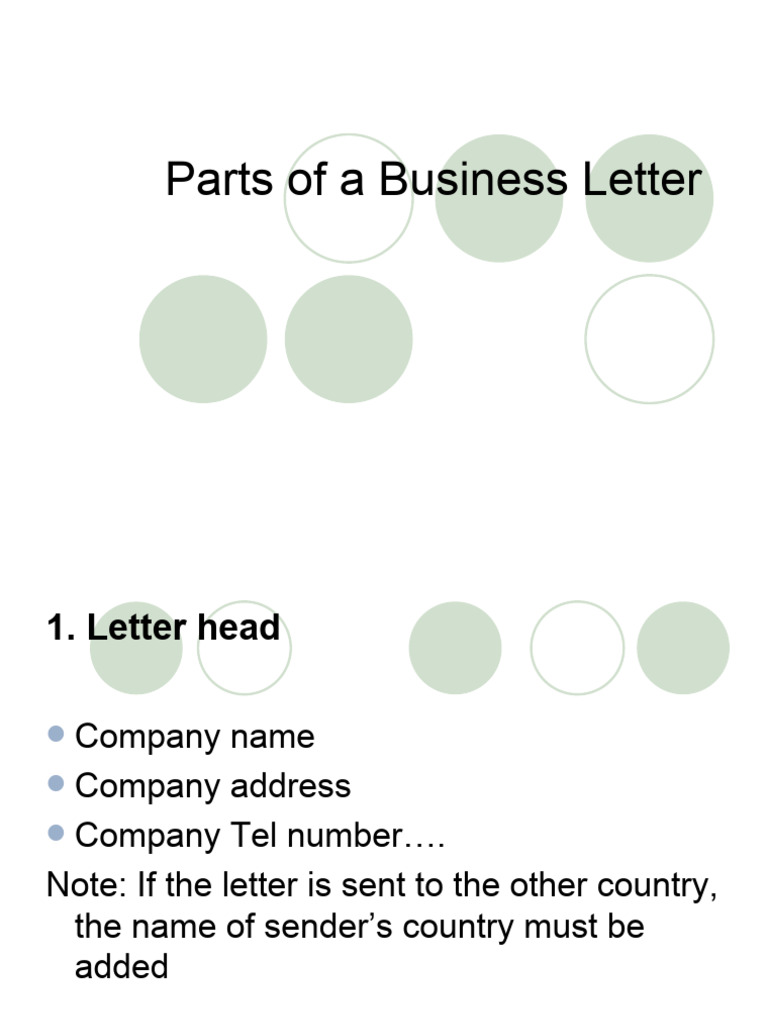 Parts of a Business Letter Guide | PDF | Language Arts & Discipline