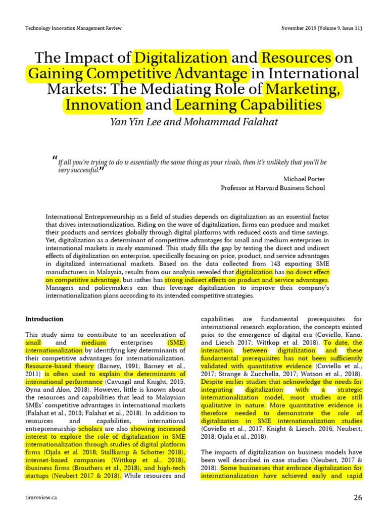 The Impact of Digitalization and Resources On | PDF | Competitive ...