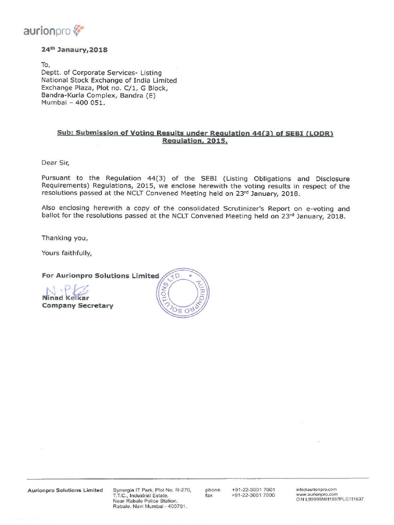 Nse Scrutinizers Report | PDF