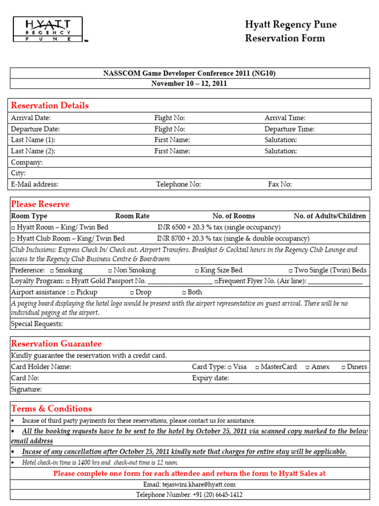 Reservation Form | PDF