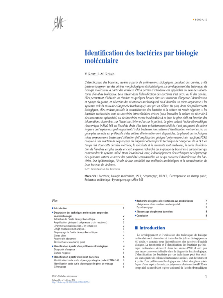 Identification bactérienne par PCR | PDF | Réaction en chaîne par ...