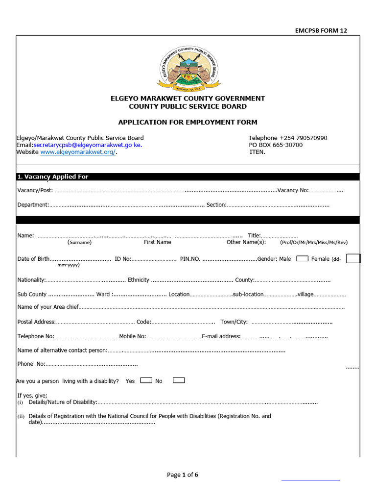EMC EMPLOYMENT FORM | PDF | Diploma | Educational Stages