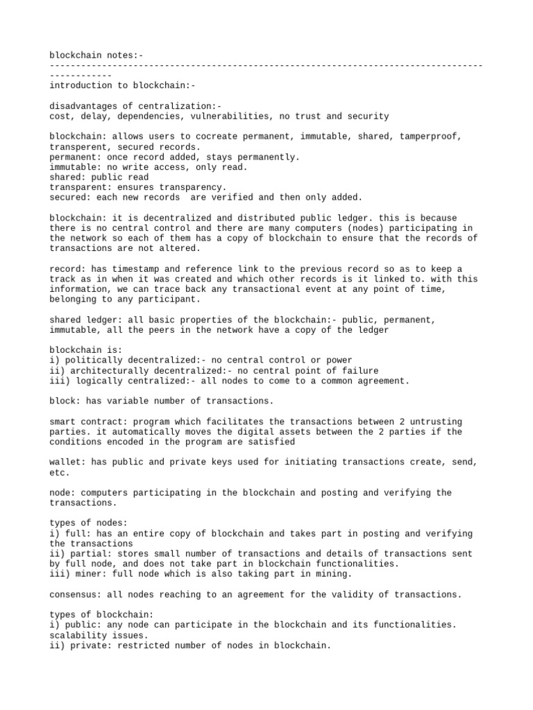 blockchain notes- | PDF | Information Technology | Computer Security