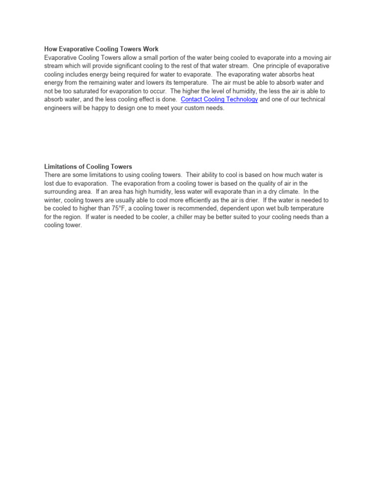 How Evaporative Cooling Towers Work | PDF