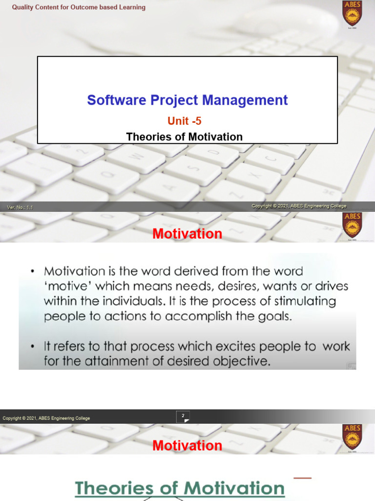 Theories of Motivation (Unit 5) PDF | PDF | Motivational | Motivation