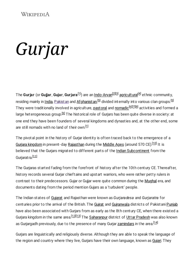 Gurjar Caste | PDF | Social Groups Of India
