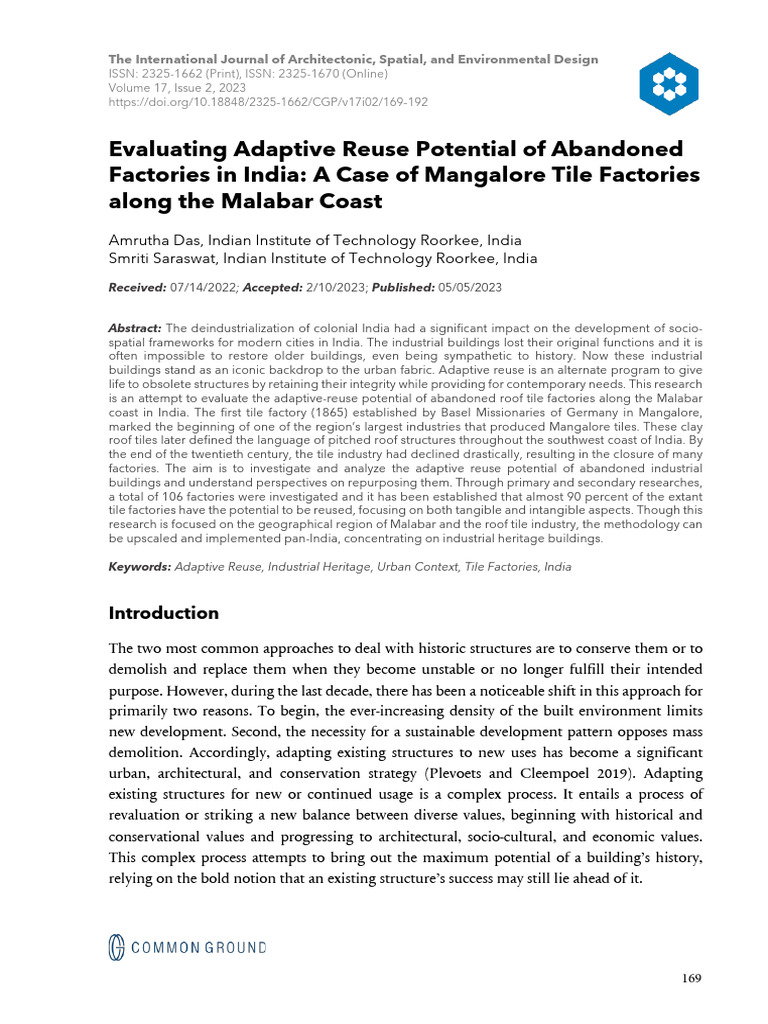 ARTICLE 2 - Evaluating Adaptive Reuse Potential of Abandoned Factories ...