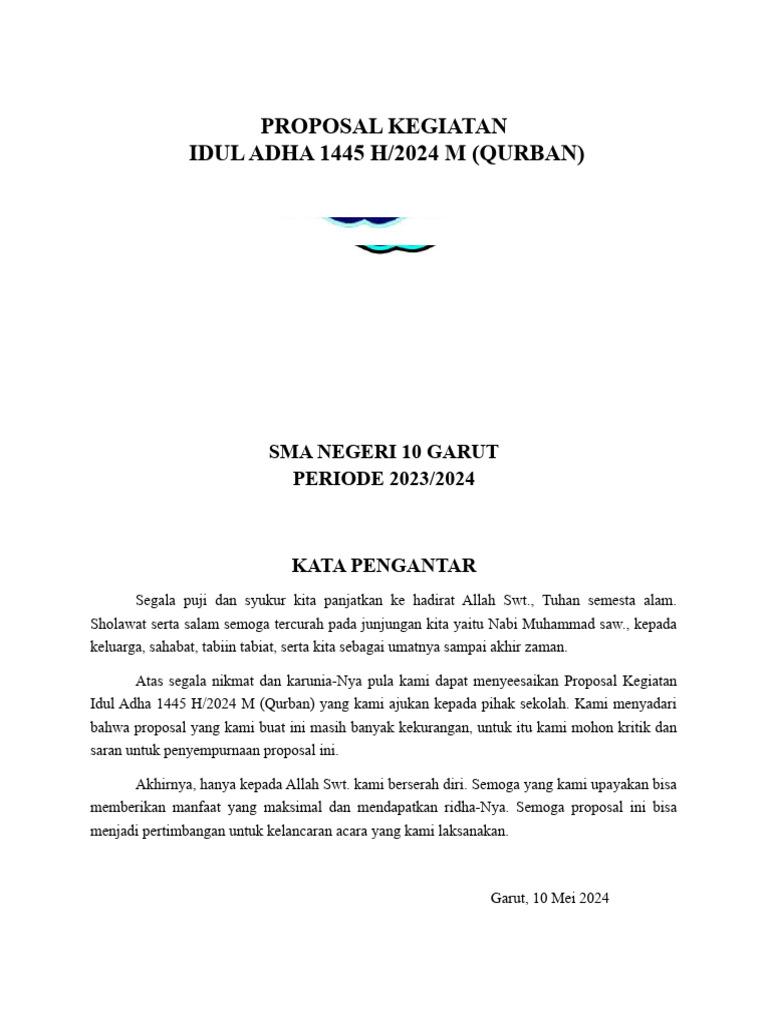 Proposal Qurban SMAN 10 Garut | PDF