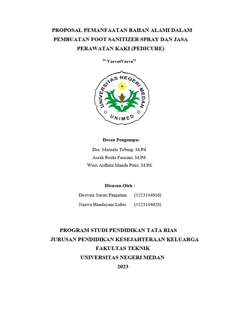 Proposal Foot Sanitizer Spray VervetVerve | PDF | Bisnis