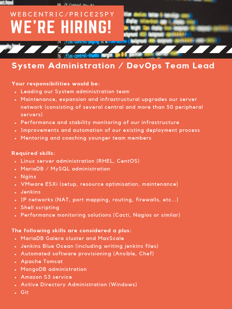 System Admin Team Lead Opportunity | PDF