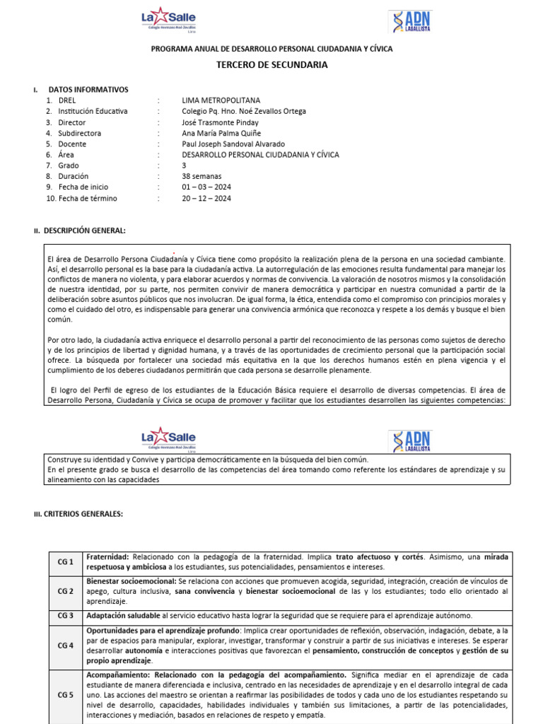 DPCC 3 - Anual | Descargar gratis PDF | Aprendizaje | Las emociones