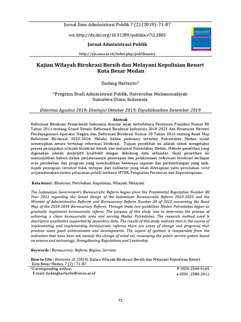 Kajian Wilayah Birokrasi Bersih Dan Melayani Kepol | PDF | Karier ...