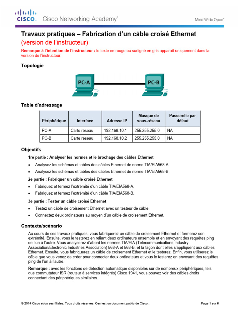Fabrication d'un câble croisé Ethernet | PDF | Adresse IP | Ethernet