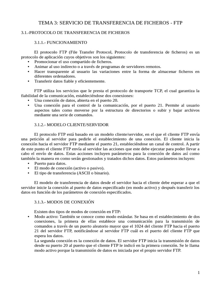 Funcionamiento del Protocolo FTP | PDF | Protocolo de transferencia de archivos | Archivo de ...