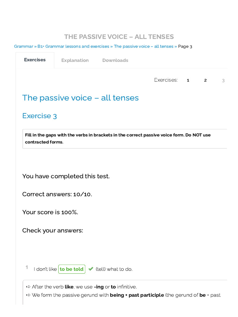 The Passive Voice - All Tenses - Page 3 of 3 - Test-English | PDF ...