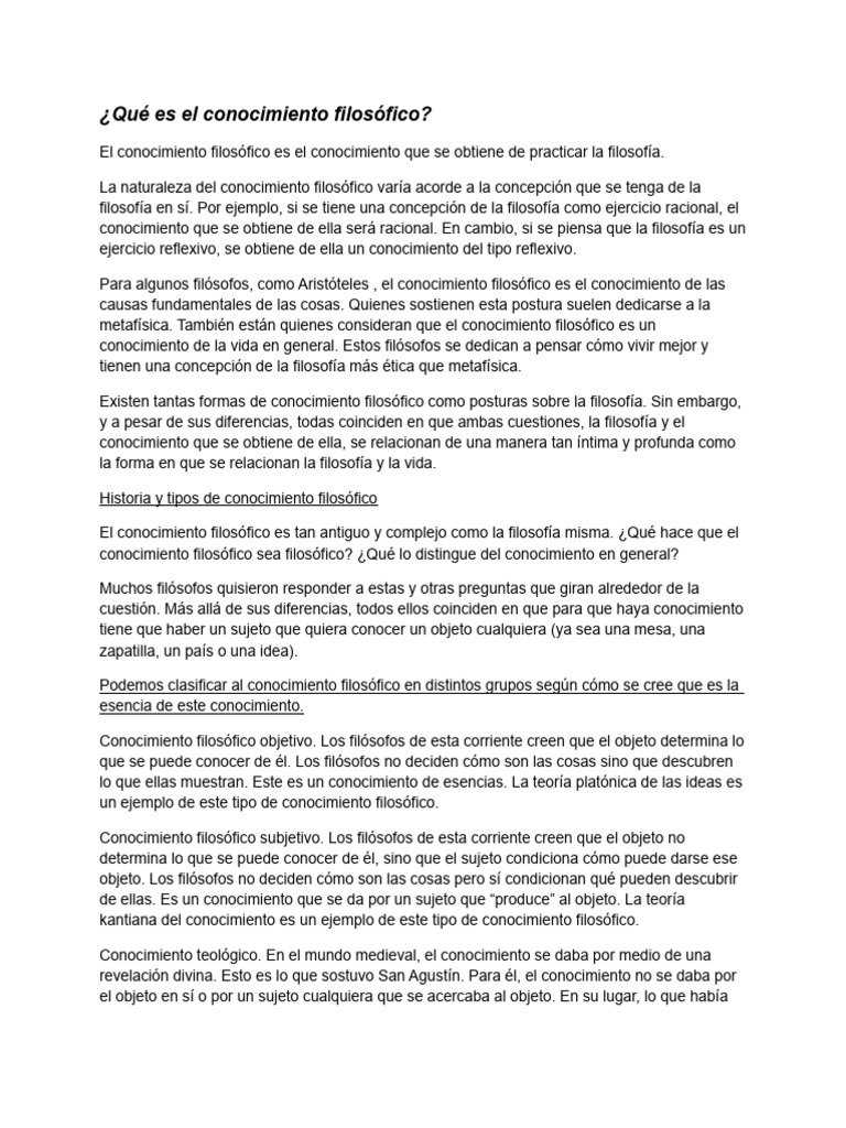 Conocimiento filosofico | PDF | Conocimiento | Razón