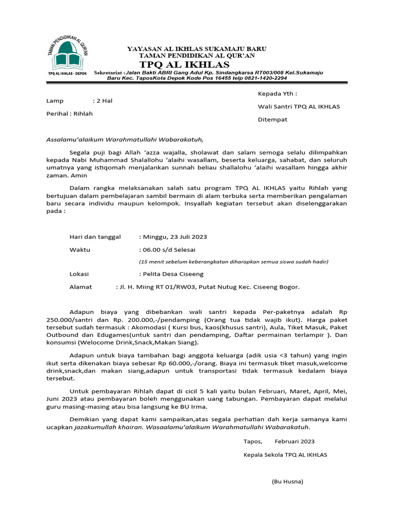 Undangan Rihlah 1 | PDF