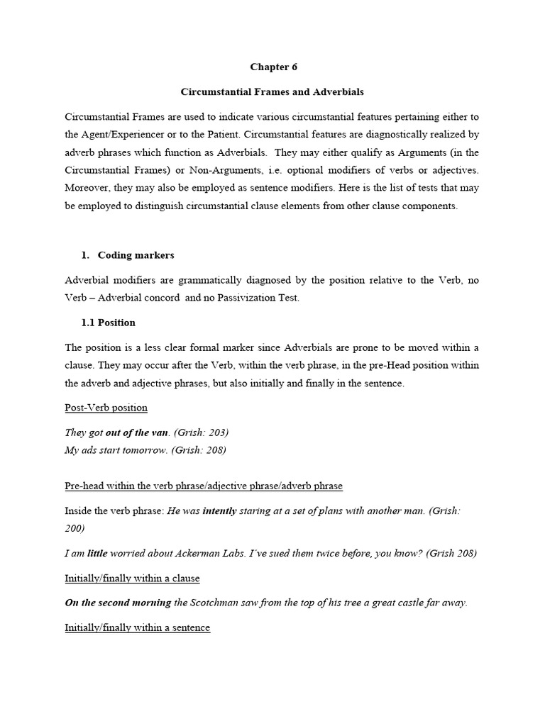 Chapter 6 Circumstantial Frames | PDF | Adverb | Clause