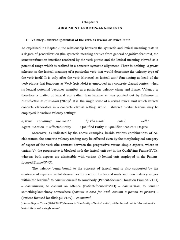 Chapter 3 Arguments and Non-Arguments | PDF | Lexical Semantics | Clause