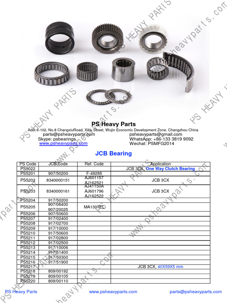 JCB Bearing Catalogue | PDF