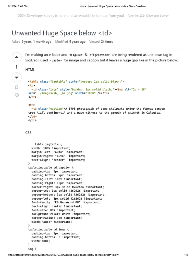 HTML Table Space Fix for Developers | PDF | Text | Computing