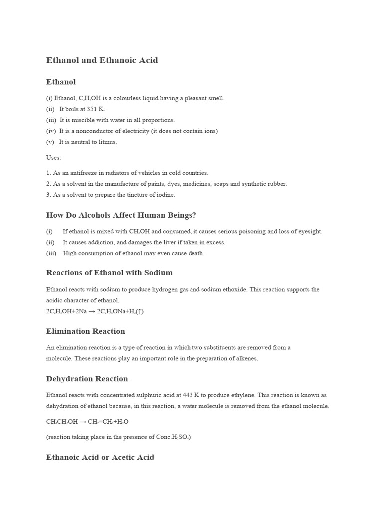 Ethanol and Ethanoic Acid | PDF | Ethanol | Ester
