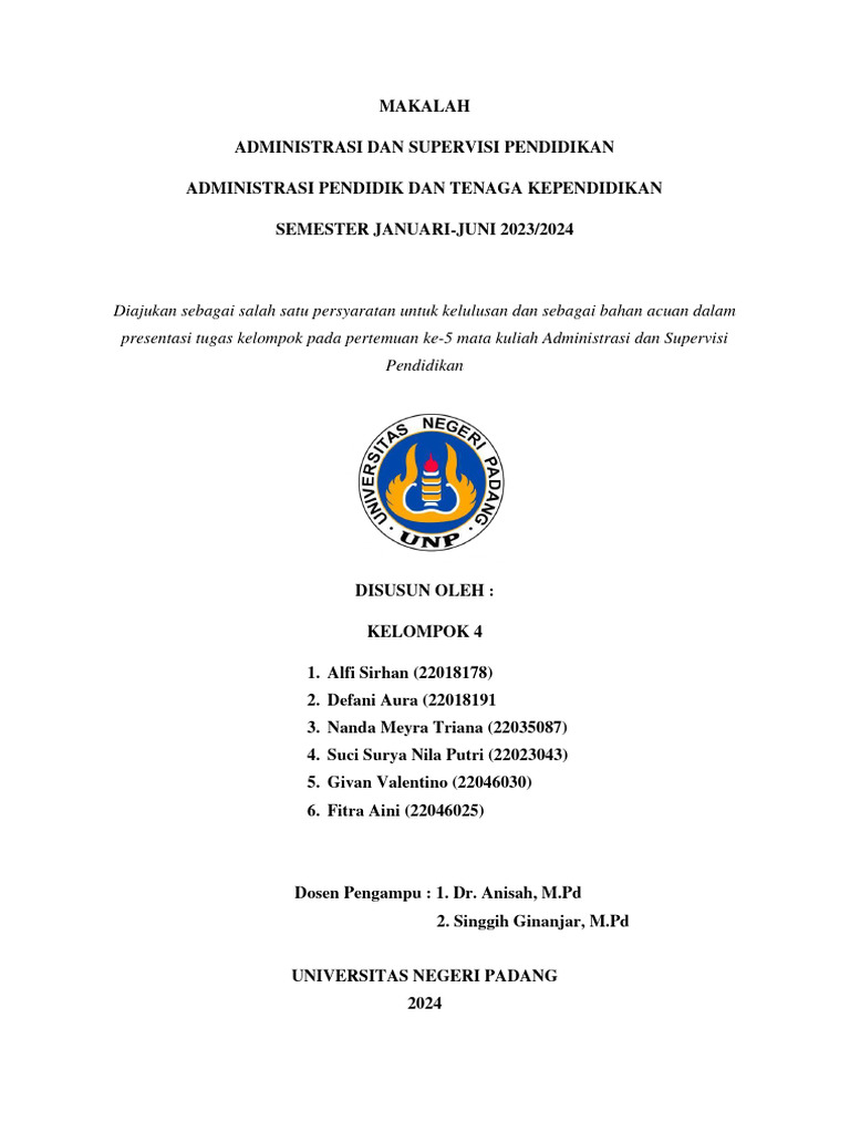 Kelompok 4 ADSP - Administrasi Pendidik Dan Tenaga Kependidikan | PDF