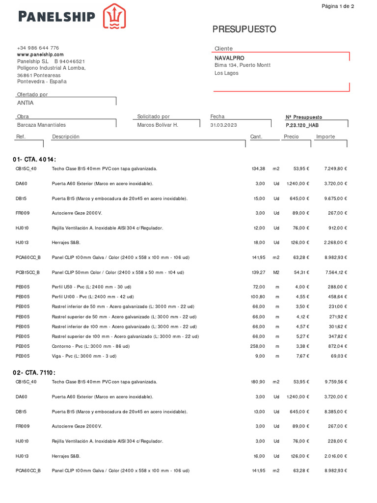 P.23.120 - Habilitación Barcaza Manantiales (NAVALPRO) | PDF | Hierro ...