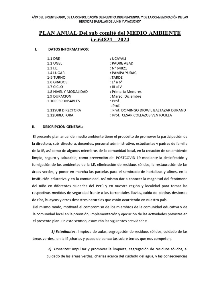 Plan Anual de Medio Ambiente-30036 - Okey | PDF | Evaluación | Residuos