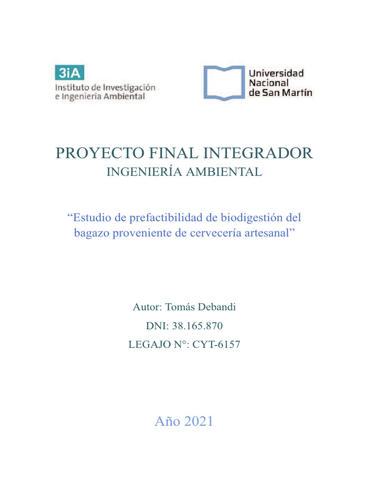 Pfi 3ia 2021 DT | PDF | Biogás | Digestión anaeróbica
