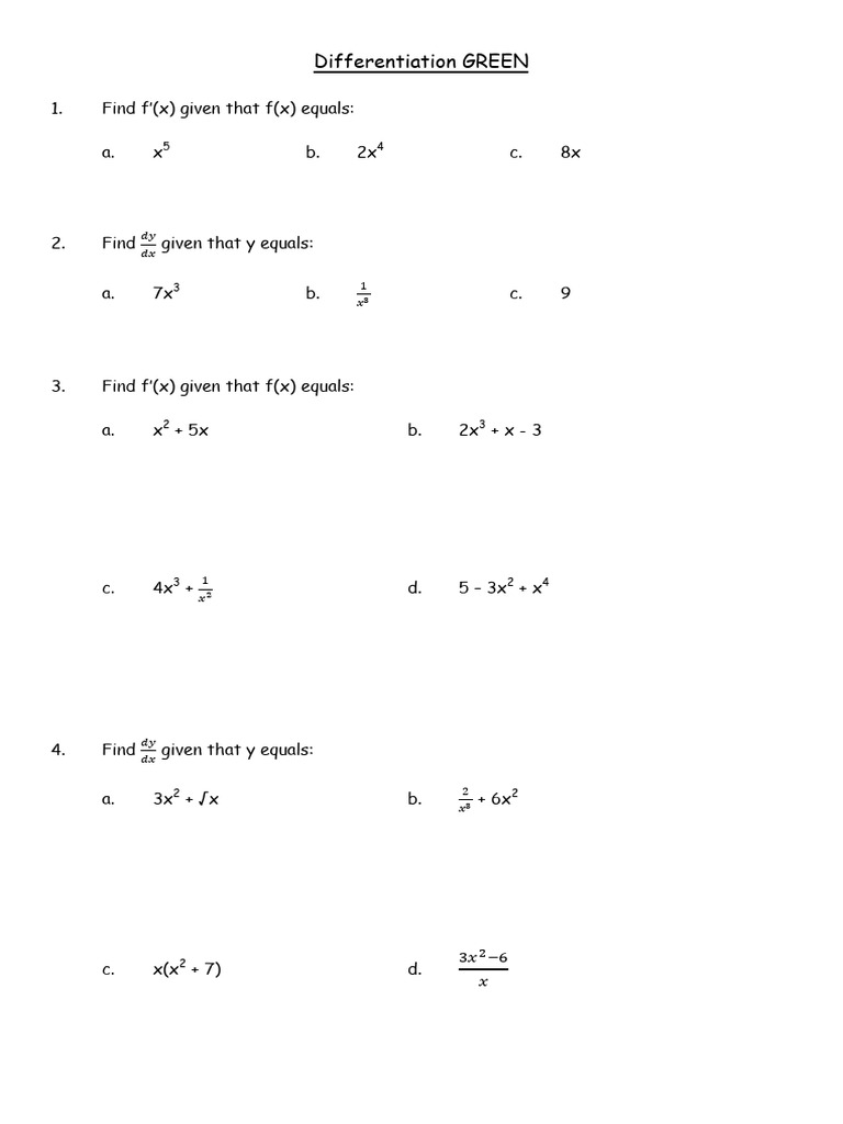Differentiation Questions | Download Free PDF | Mathematical Analysis