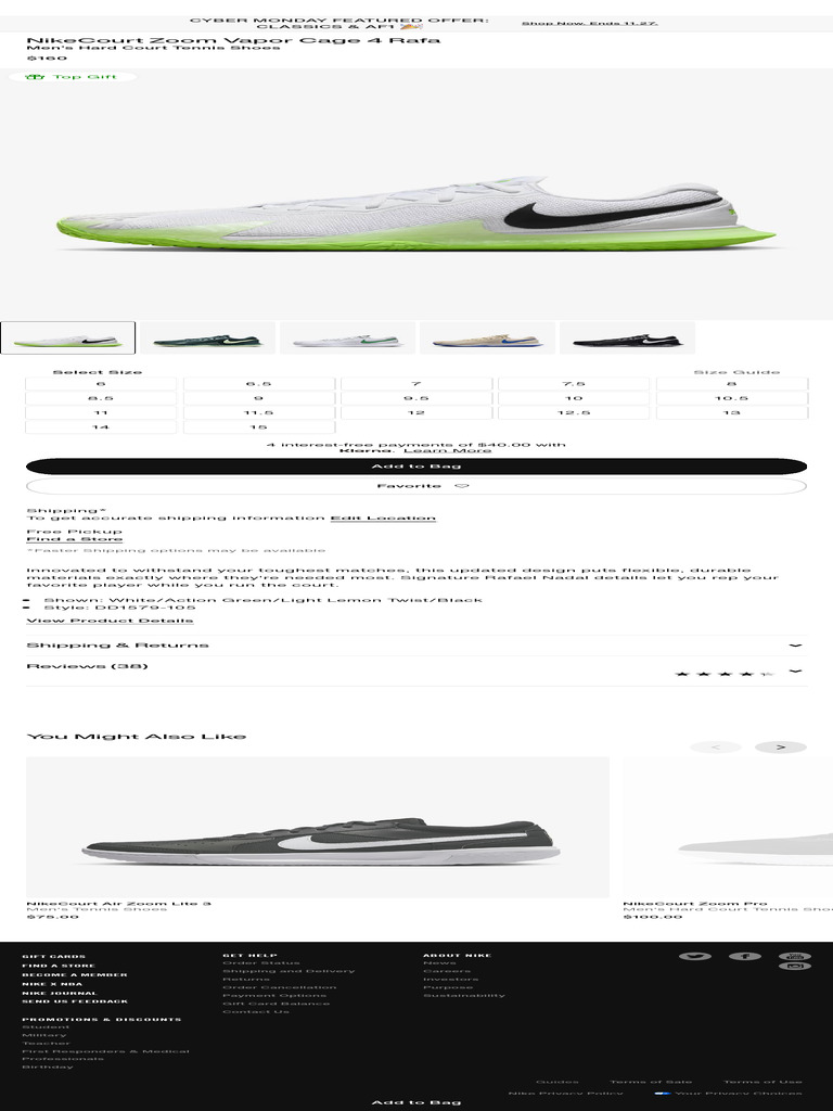 NikeCourt Zoom Vapor Cage 4 Rafa Men’s Hard Court Tennis Shoes. Nike.com | PDF | Nike