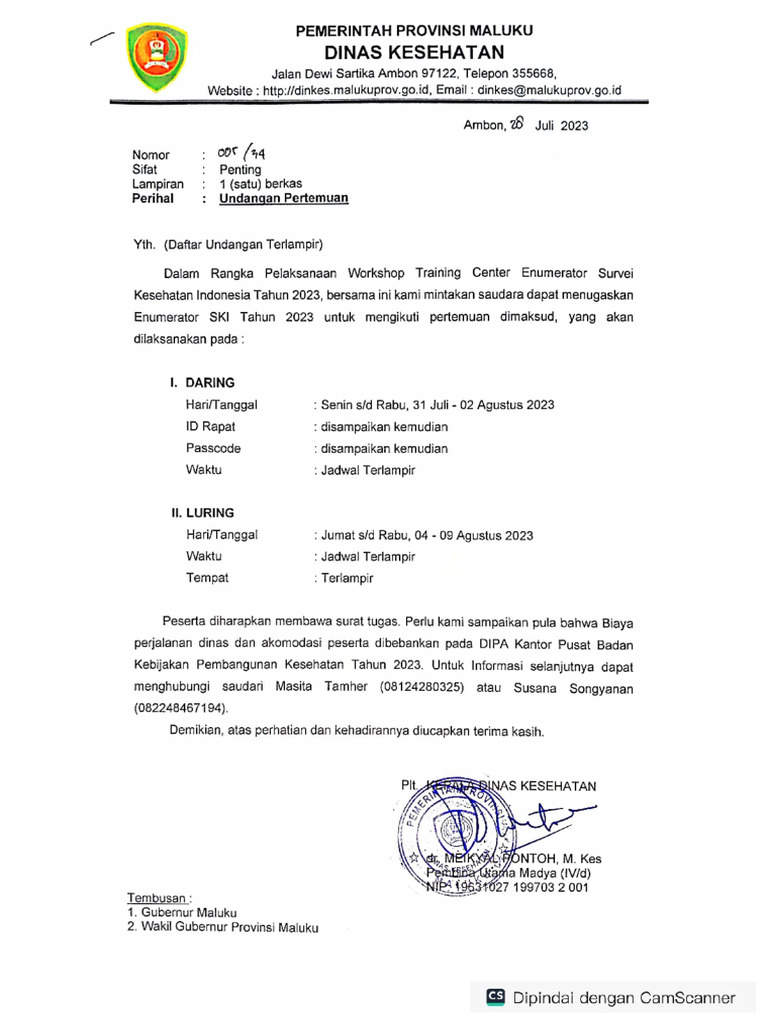 Undangan Pertemuan Enumerator | PDF