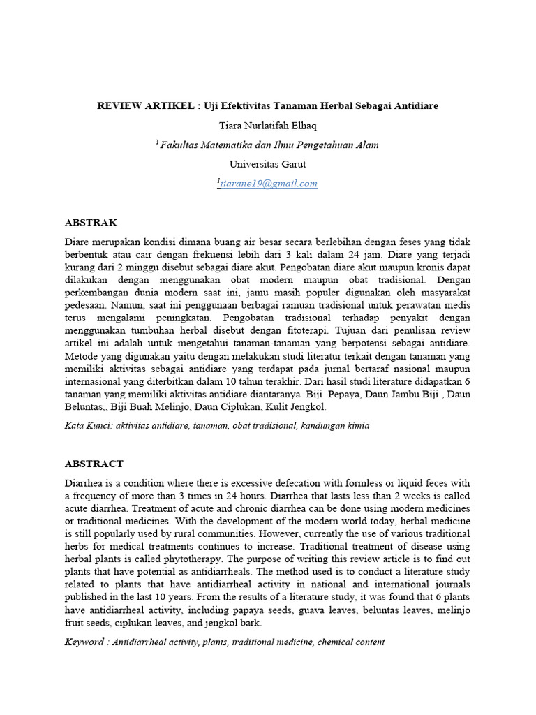 Review Artikel Antidiare Tiara Nurlatifah Eehaq | PDF