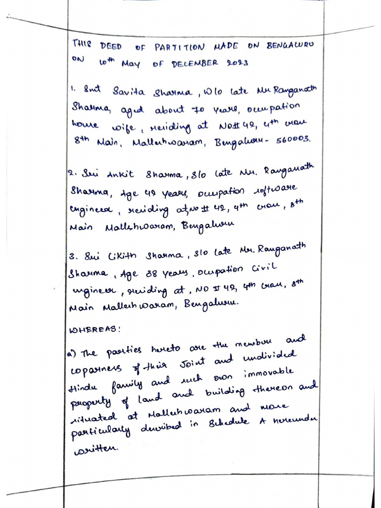 Partition Deed DPC | PDF