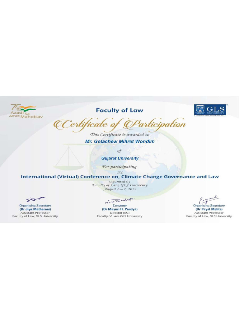 Certificate Of Climate Change Governance Law Pdf