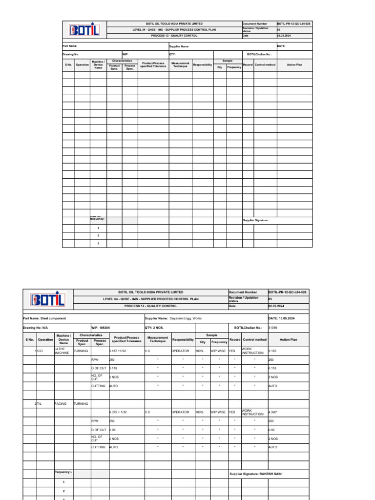 BOTIL-PR-12-QC-L04-026 - Supplier Process Control Plan | PDF ...