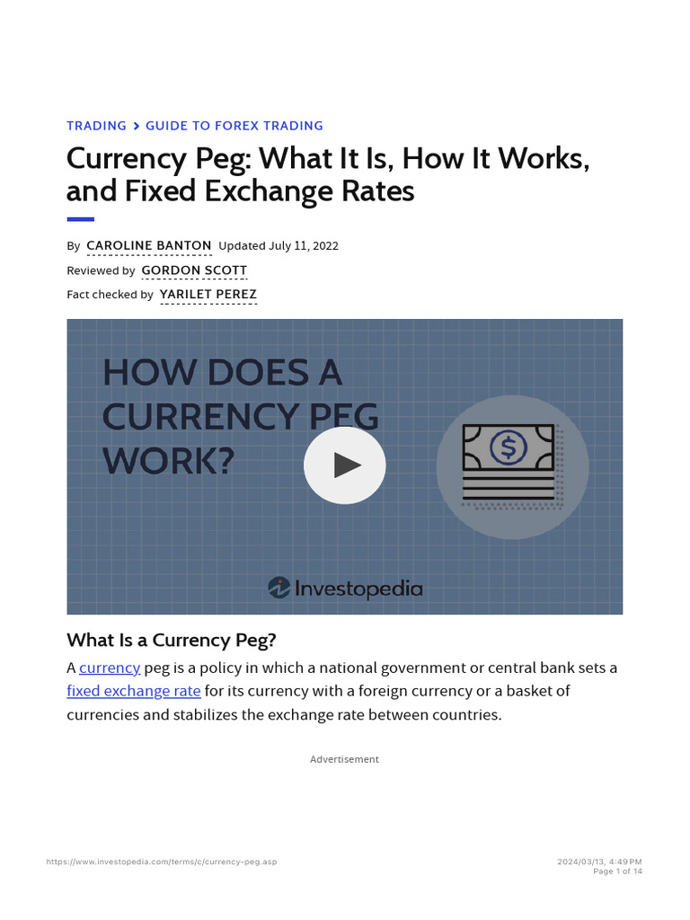 Currency Peg- What It Is, How It Works, and Fixed Exchange Rates ...