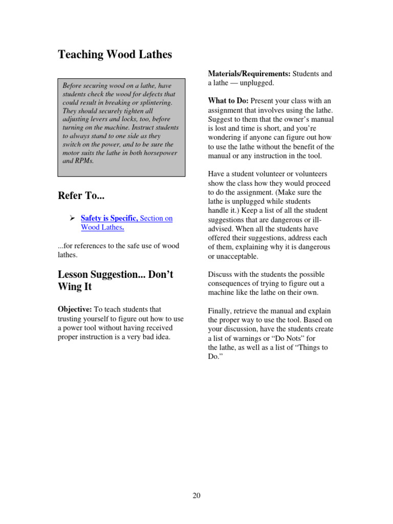 Teaching Wood Lathes 06 2016 | PDF | Computers