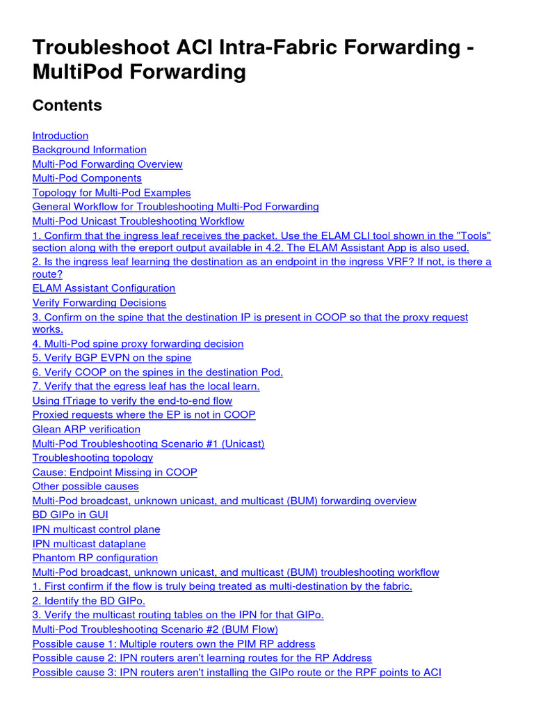 Troubleshoot Aci Intra Fabric Forwarding | PDF | Internet Protocols | Routing