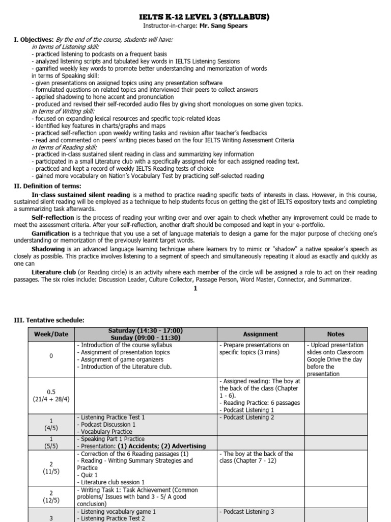IELTS Timetable For Band 5.0 | PDF | International English Language ...