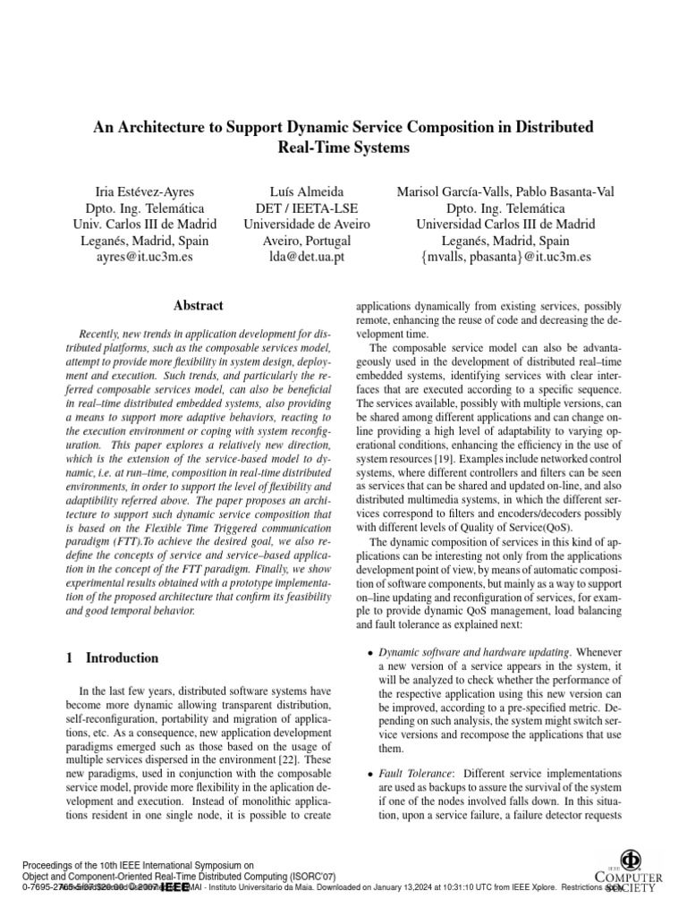 An Architecture To Support Dynamic Service Composition in Distributed Real-Time Systems | PDF ...